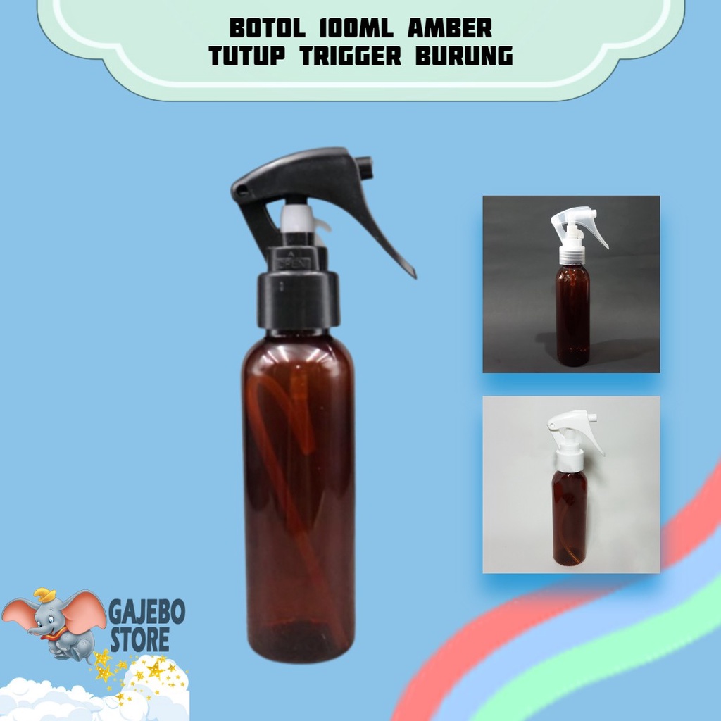 Jual BOTOL 100ML AMBER TUTUP SPRAY TRIGGER BURUNG N24 / BOTOL SPRAY TRIGGER 100ML AMBER COKLAT ...
