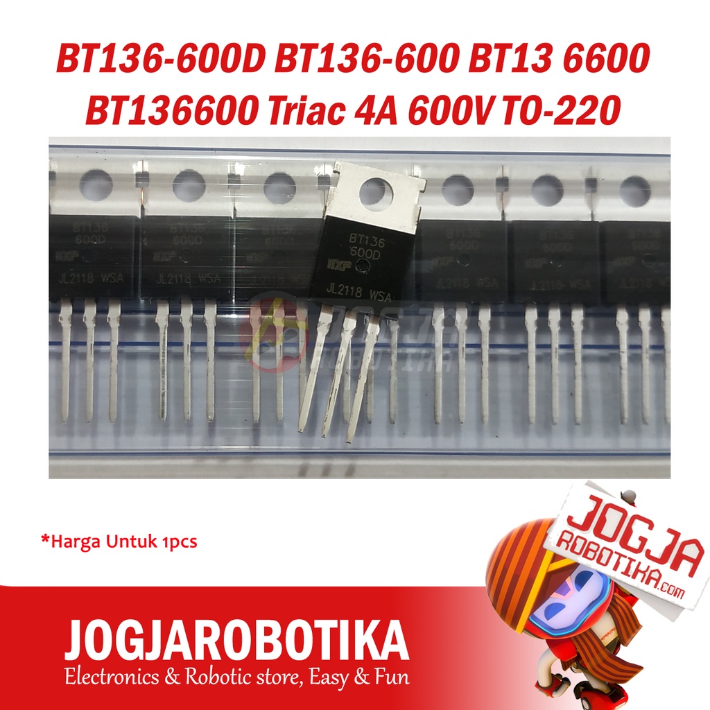 Jual BT136-600D BT136-600 BT13 6600 BT136600 Triac 4A 600V TO-220 BT136 ...