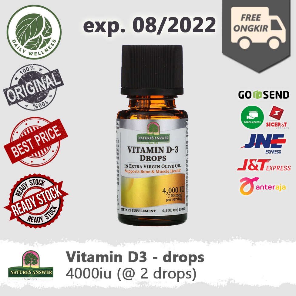 Jual Nature's Answer Vitamin D3 Drops, 100 mcg (4,000 IU), 0.5 fl oz ...
