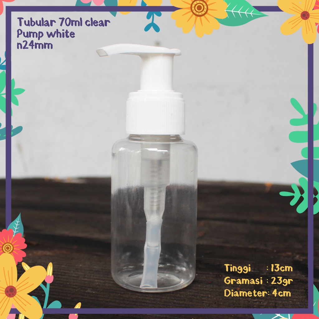 Jual BOTOL PLASTIK TUBULAR 70ML CLEAR TUTUP PUMP PUTIH SUSU IMPORT N24 ...