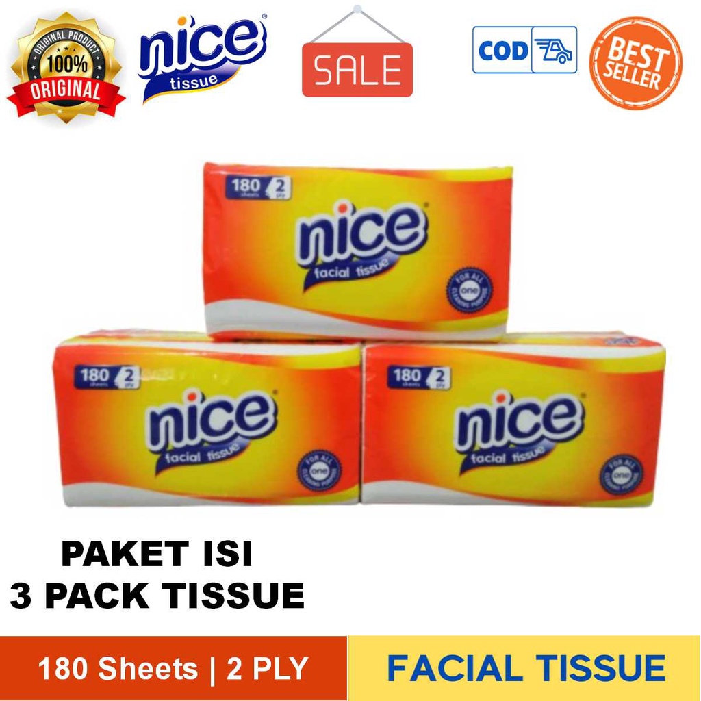 Jual Paket 3 Pack Tissue Nice 180 Sheets 2 ply | Shopee Indonesia