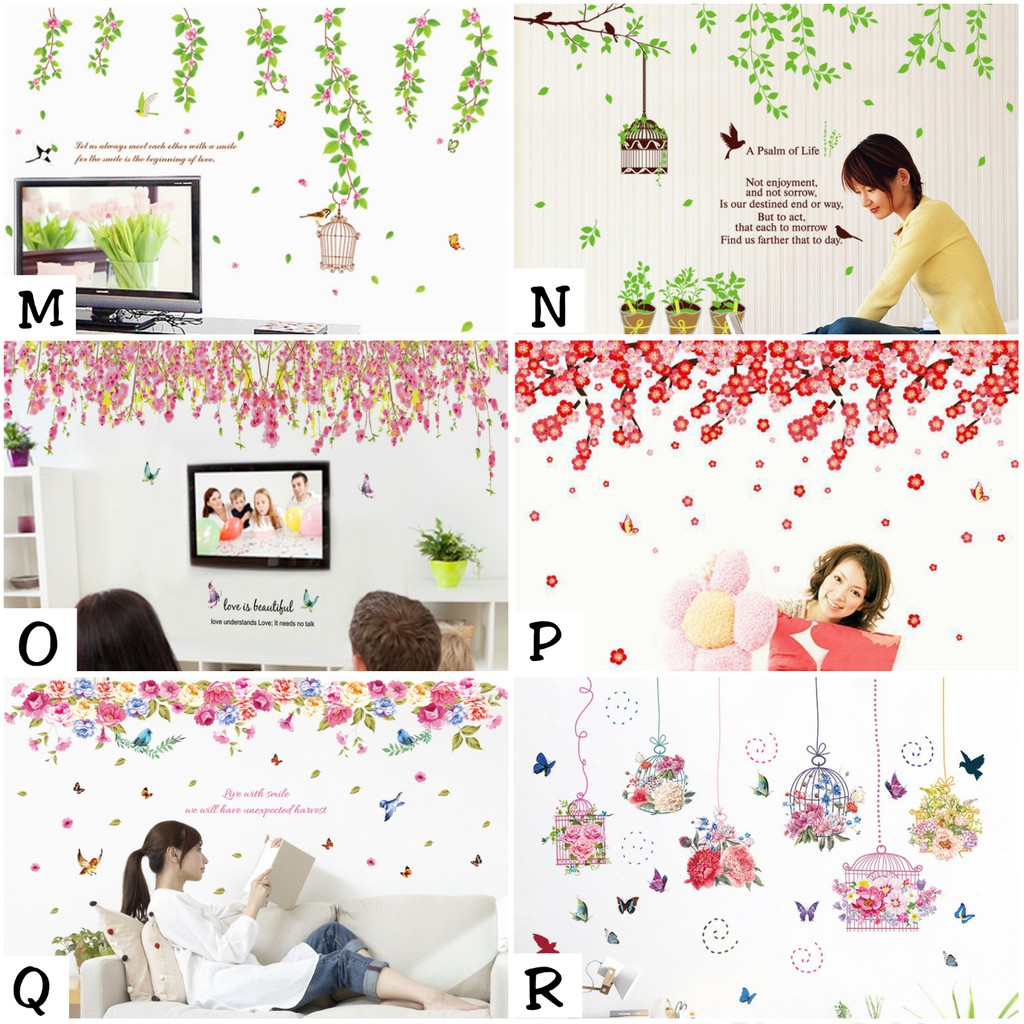 Jual Reliza Wall Stiker Sangkar Ranting Bunga Branch Flower Stiker ...