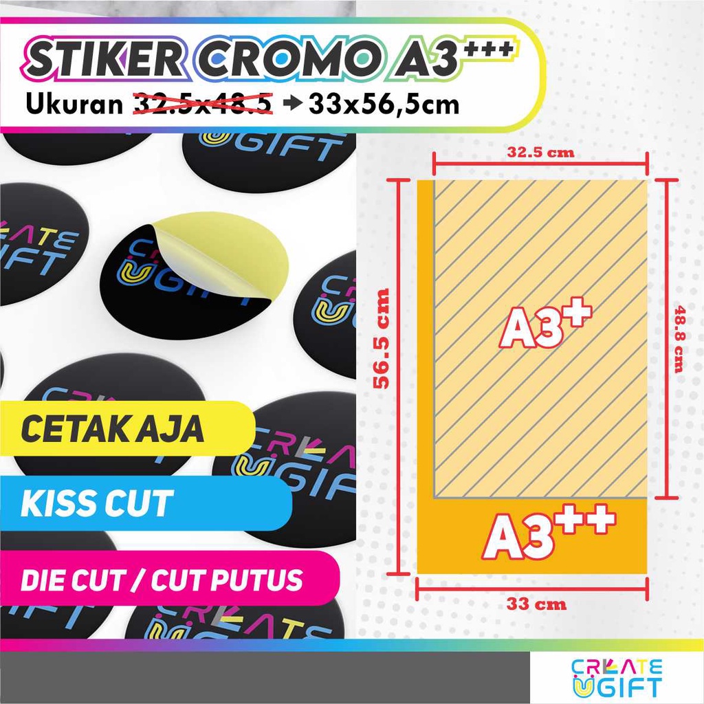 Jual STIKER CHROMO Cetak Stiker Label A3++ UK BESAR 33 x 56.5 cm CUT ...