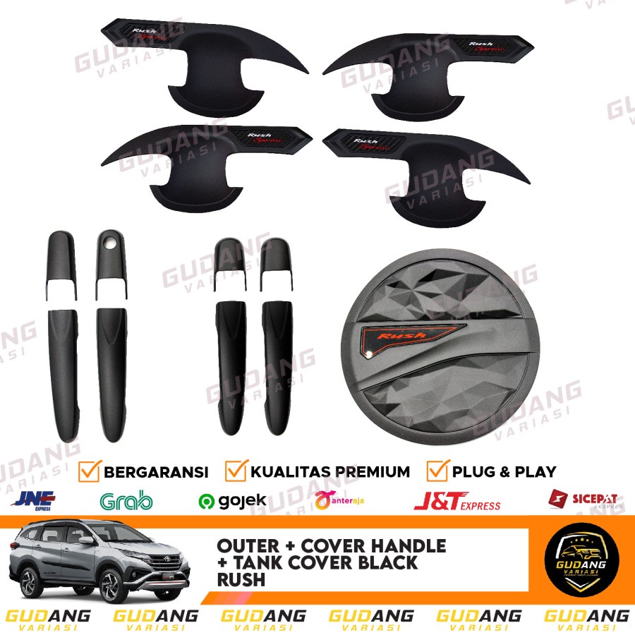 Jual Paket Outer Handle Tank Cover All New Rush Hitam Doff | Shopee Indonesia