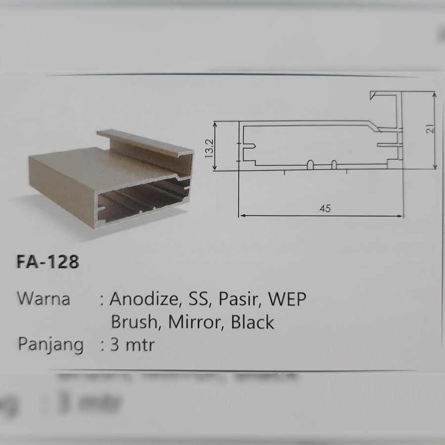 Jual FA 128 Profil Lis Bingkai Frame Kaca Lemari Kitchen Aluminium 3 ...