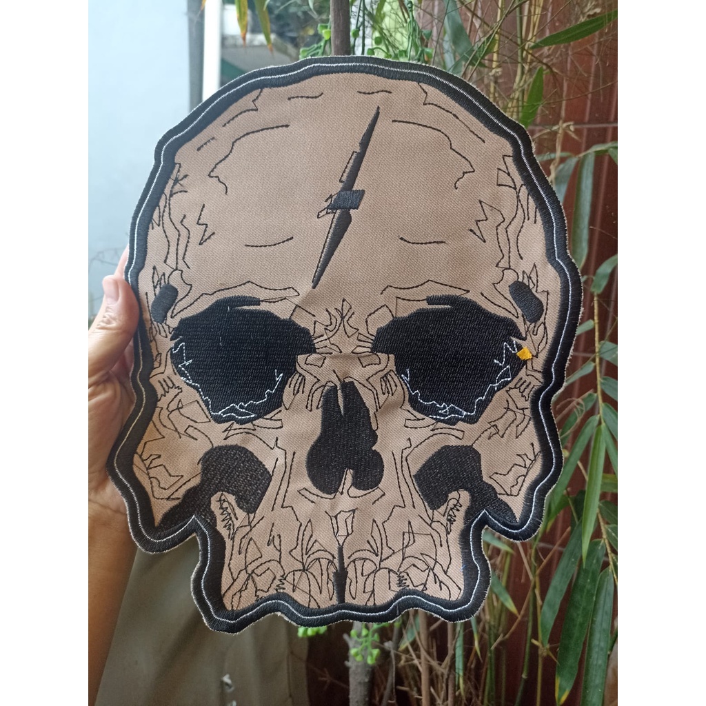 Jual Back Patch Bordir Besar Jaket Tengkorak Retak Uk 23x27.5 Cm ...
