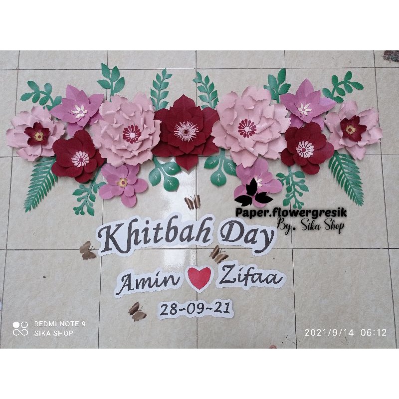 Jual Bunga backdrop,+bunga kertas/Paper Flower lamaran, Akhad Nikah ...