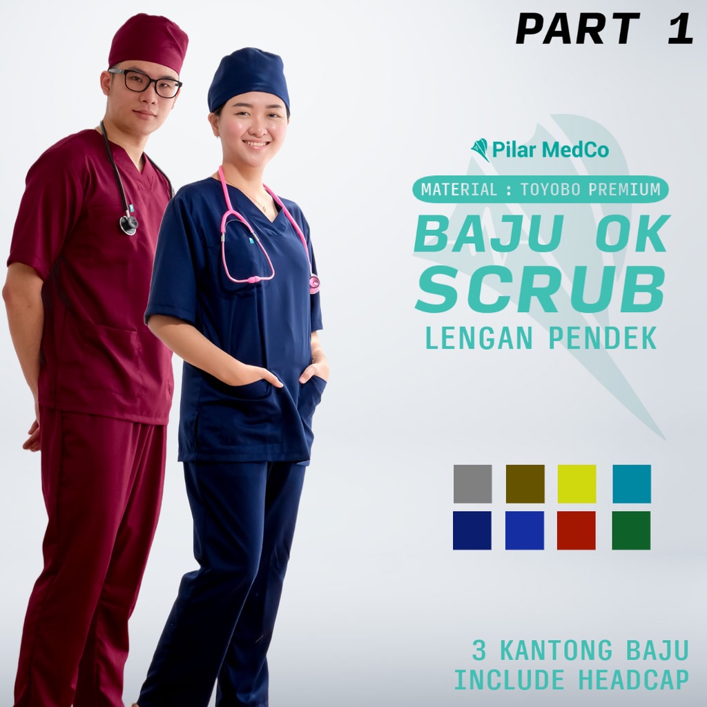 Jual Baju Ok Lengan Pendek | Baju Scrub Medis Lengan Pendek | Bahan ...