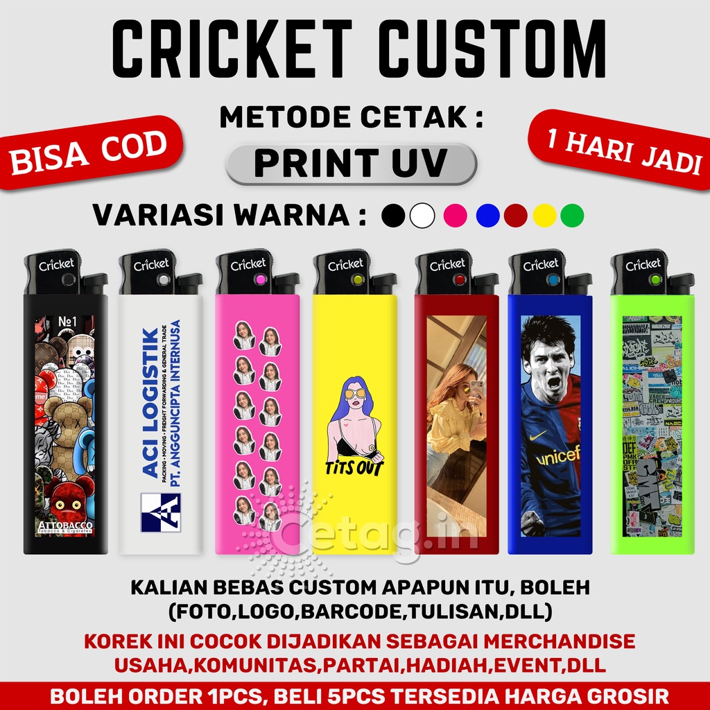 Jual KOREK GAS CRICKET CUSTOM BEBAS (1hari jadi) | Shopee Indonesia