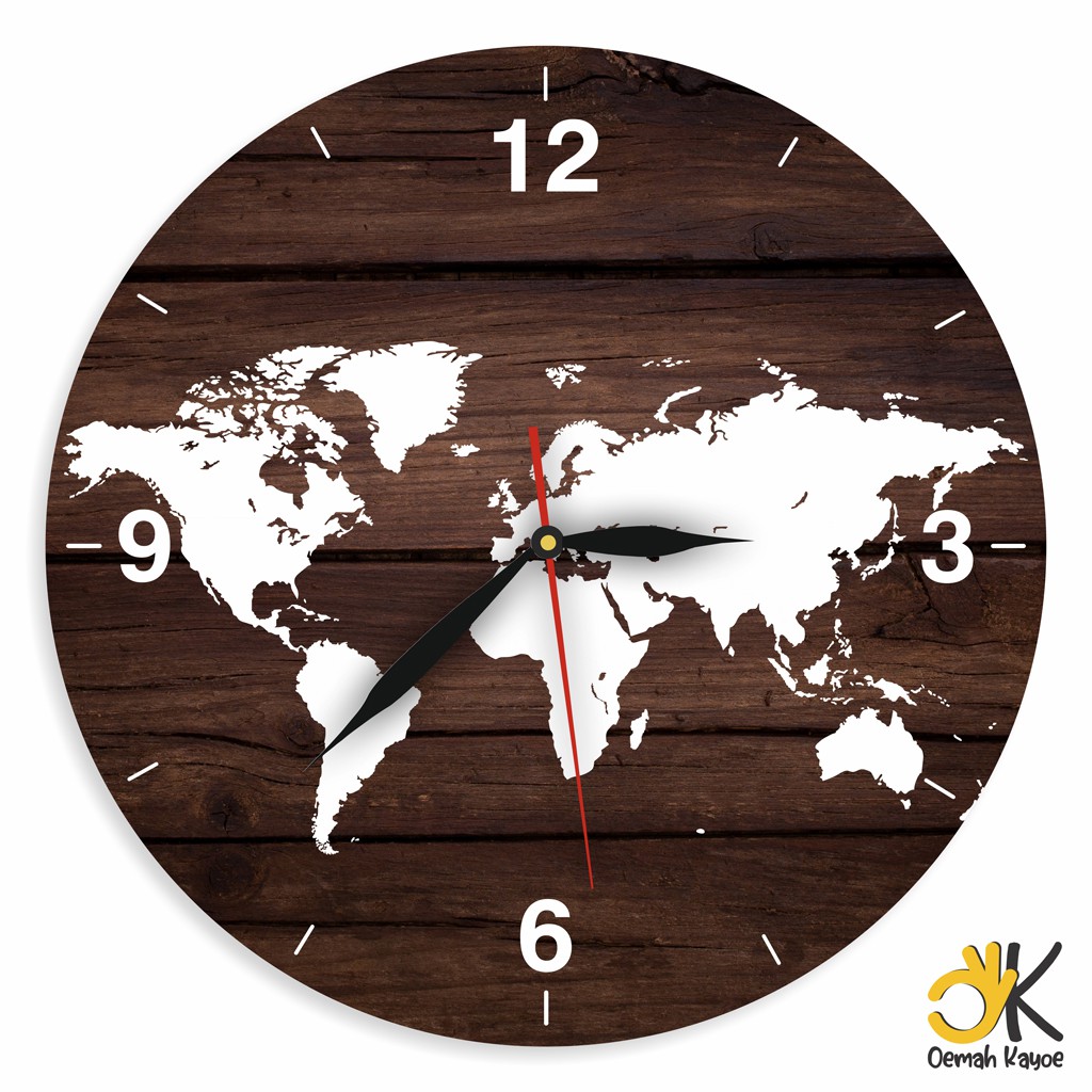 Jual JAM DINDING UNIK VINTAGE PETA DUNIA INDUSTRIAL WALL CLOCK RUMAH ...