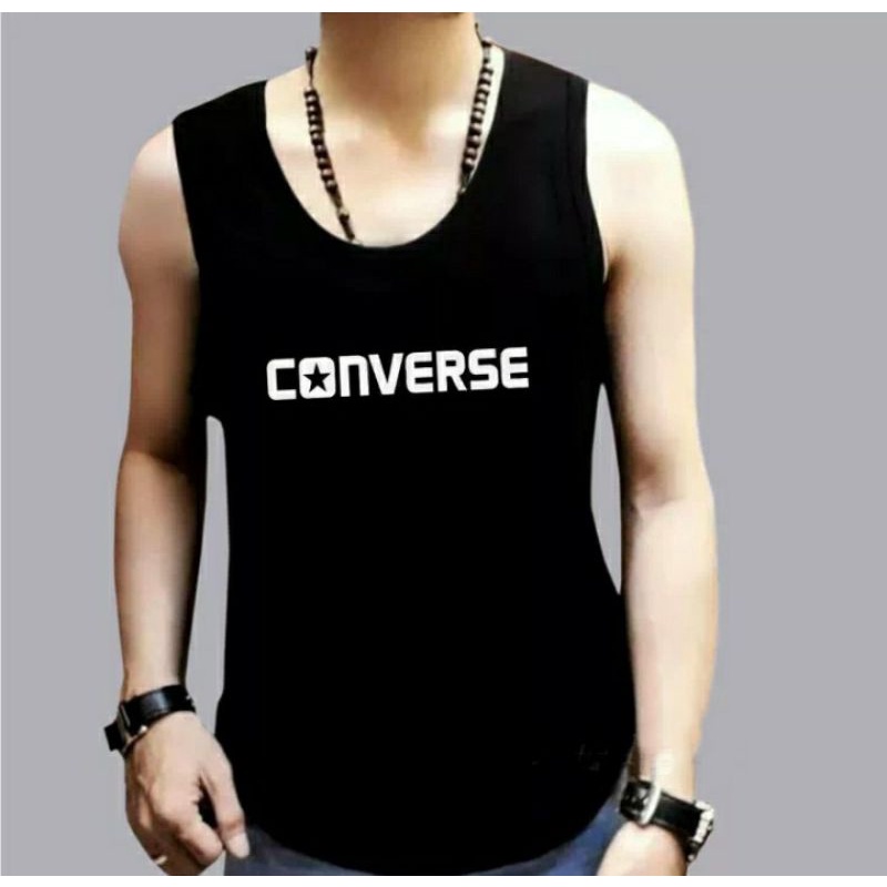 Jual KAOS SINGLET PRIA DEWASA HITAM MOTIF converse | Shopee Indonesia