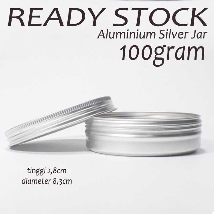 Jual Pot Pomade 100gram Jar Aluminium Perak 100 gram Wadah Kaleng ...