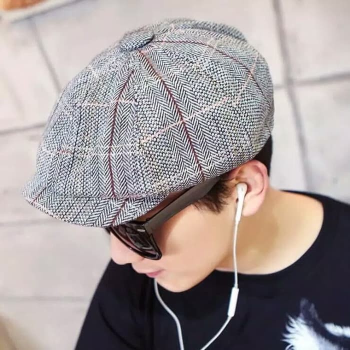 Jual Topi Newsboy Cap Topi Pet Pria Model Datar Topi Pelukis Detektif ...