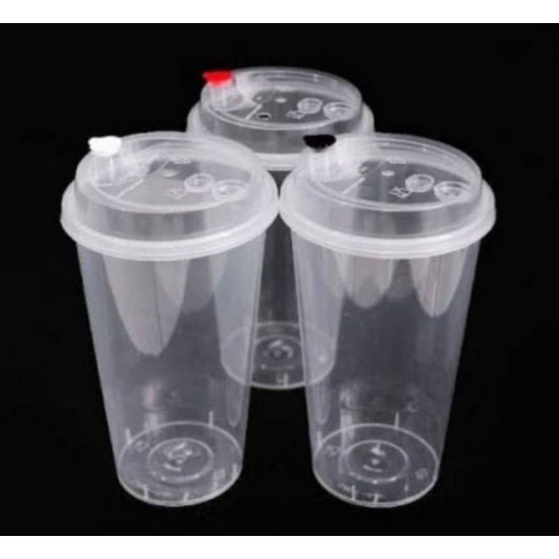 Jual Cup PP Injection 500ml 16oz @25 pcs/ Gelas Plastik Bobba ( Cup+Lid ...