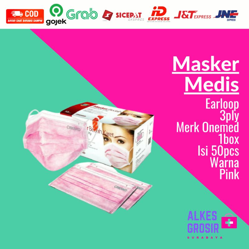 Jual ONEMED Masker Bedah Medis Karet Earloop 3ply 1box Isi 50pcs ...