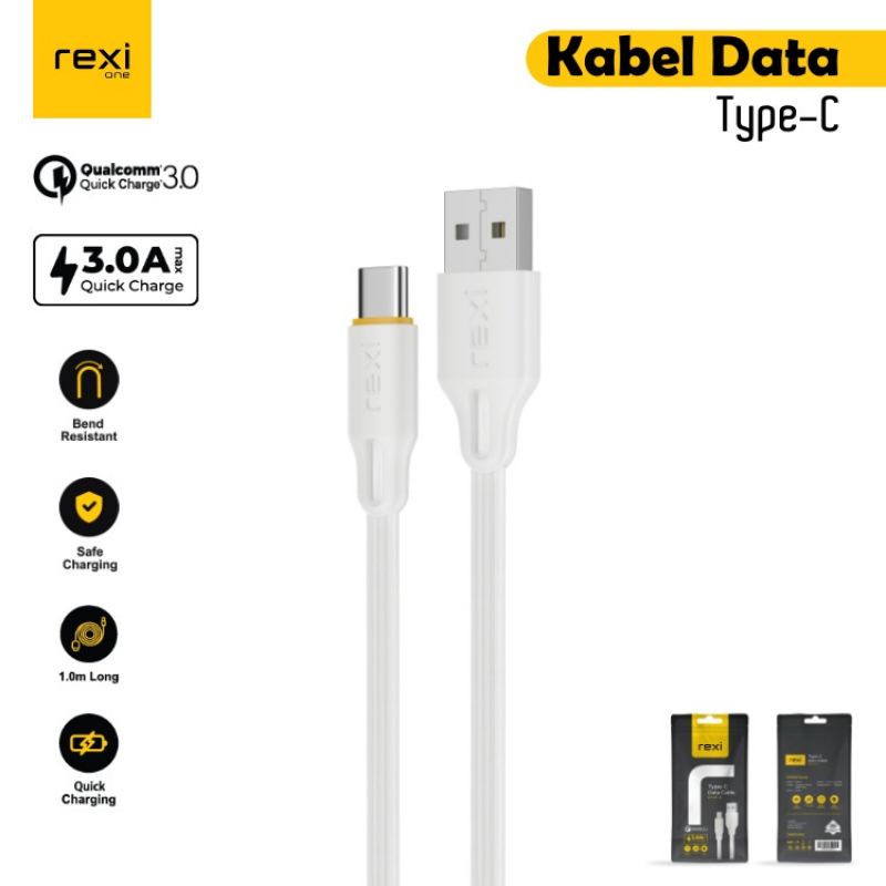 Jual Kabel Data Rexi KA01 Type-C Flat Cable 3A Quick Charge3A Type-C ...