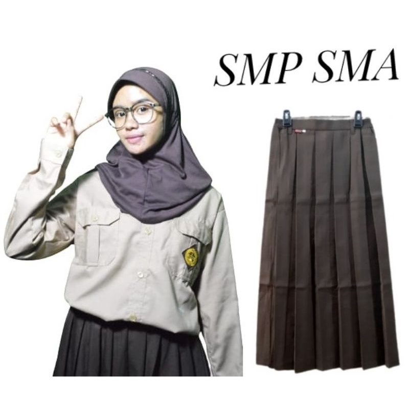 Jual Setelan Seragam Sekolah Pramuka Penggalang SMP SMA Panjang Rok Rempel Coklat Panjang ...