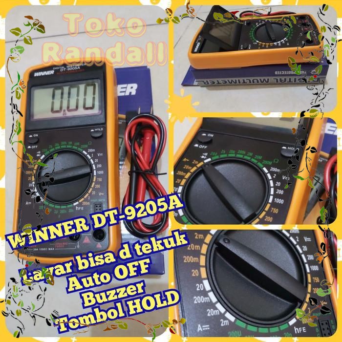 Jual Multimeter Digital Winner DT-9205A Multitester Layar Jumbo Auto ...