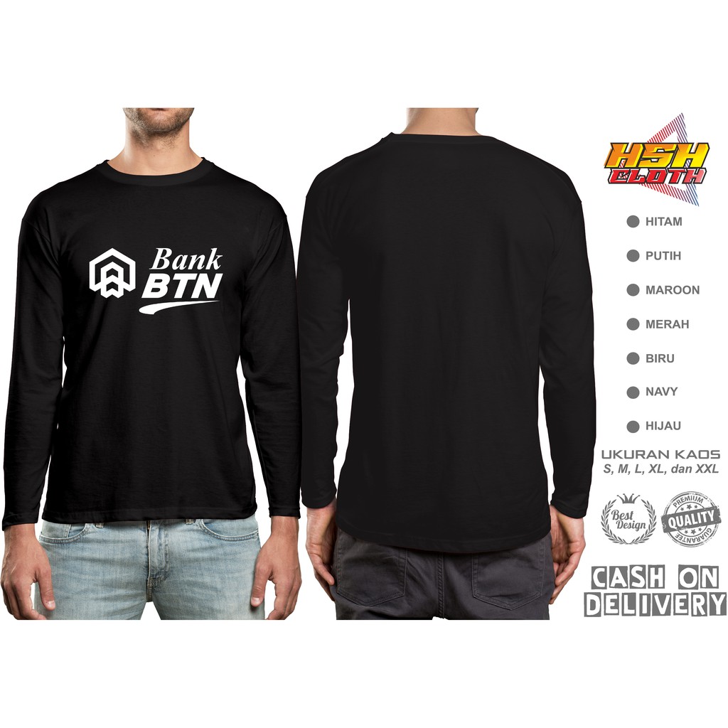 Jual Baju Kaos Distro Bank BTN Perusahaan Lengan Panjang Bisa Custom ...