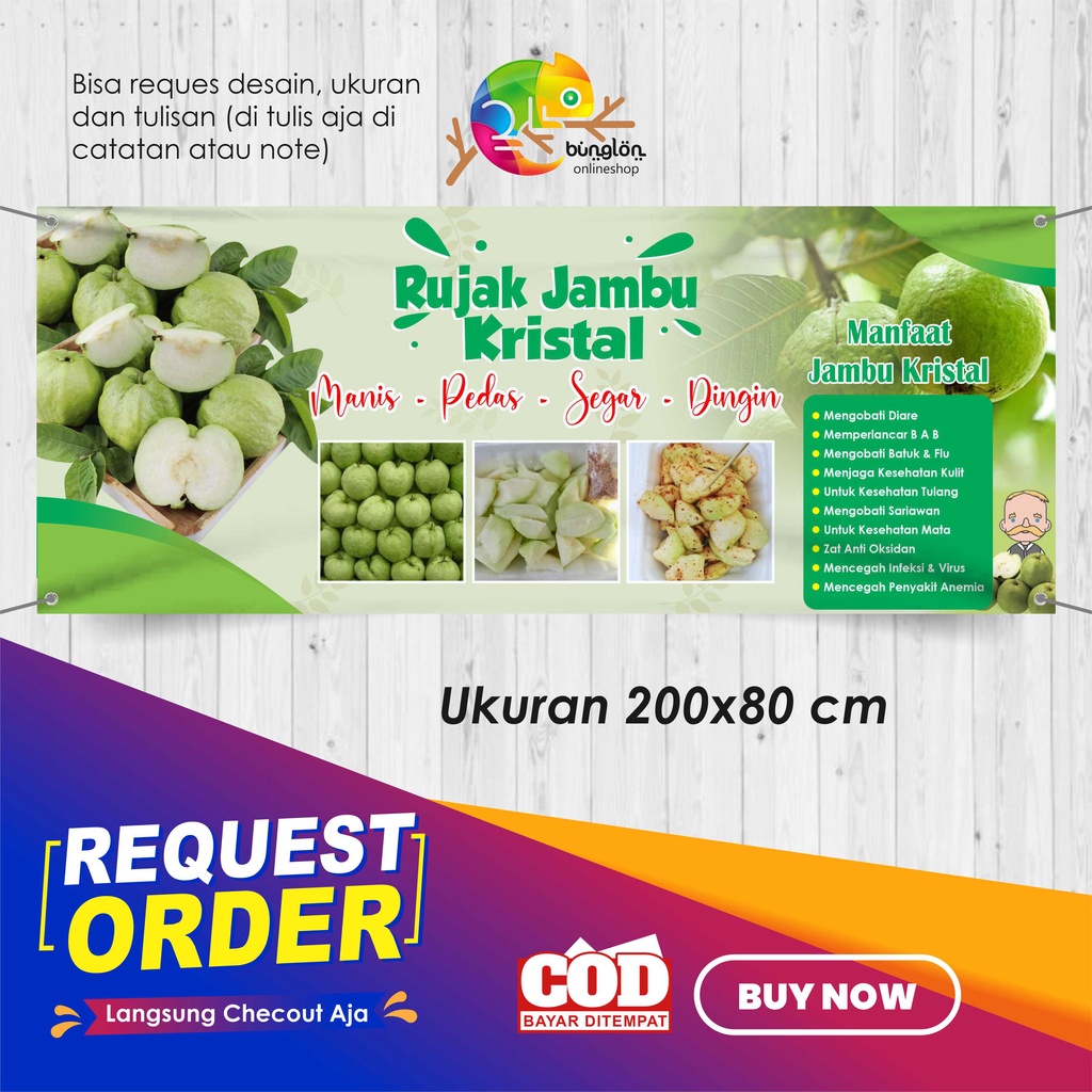 Jual Size 200x80 Cm, Spanduk Banner Rujak Jambu Kristal | Shopee Indonesia
