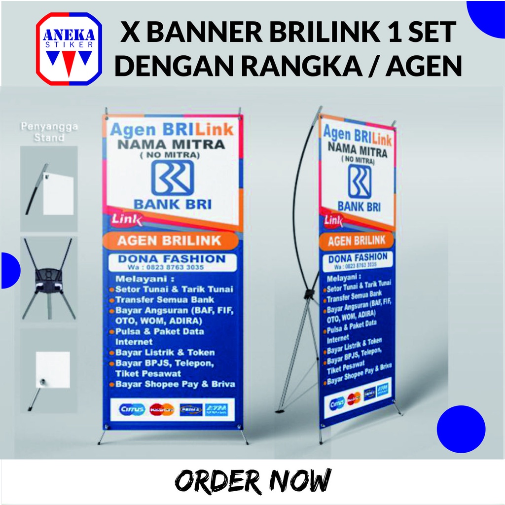 Jual X BANNER BRILINK 1 SET DENGAN RANGKA / AGEN BRI LINK SIAP PASANG ...