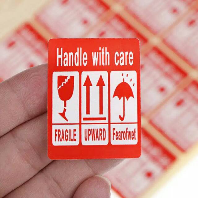 Jual Stiker Fragile Handle With Care Keep Upward Fear of Wet Ukuran ...