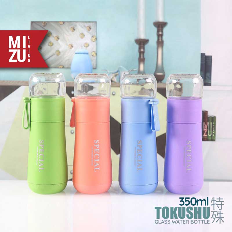 Jual MIZU TOKUSHU Glass Water Bottle Botol Air Minum Kaca BPA-Free Tumbler Saringan Teh Infused ...