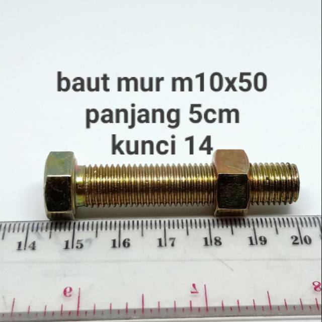 Jual BAUT MUR M10X50 KUNCI 14 PANJANG 5CM BMK 14 | Shopee Indonesia