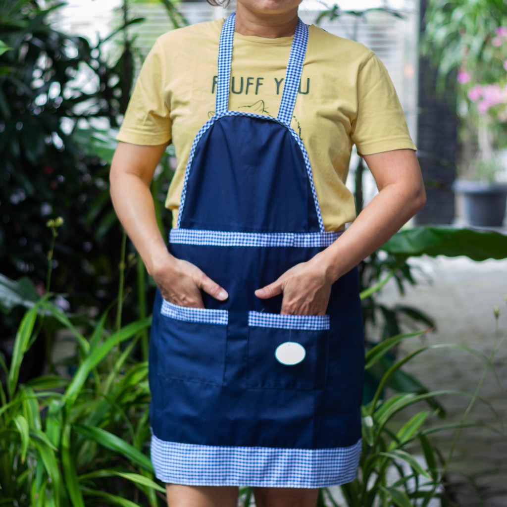 Jual Apron Biru Polos 2 Kantong | Shopee Indonesia