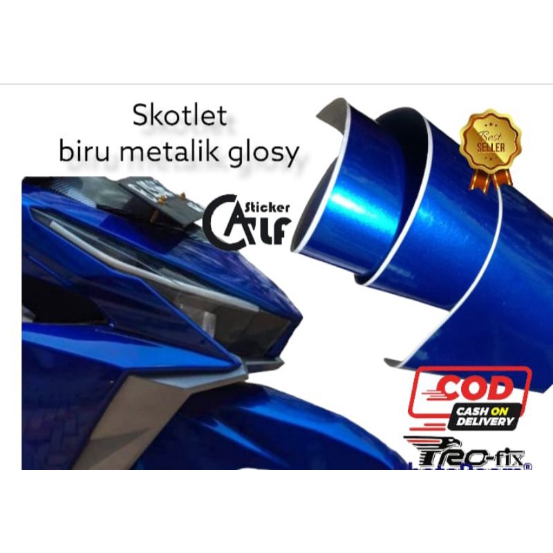 Jual sticker. skotlet biru metalik glosi mengkilap 1 meter | Shopee ...