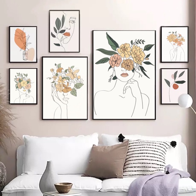 Jual POSTER FRAME SKETSA AESTHETIC BUNGA WALL DECOR ART HIASAN DINDING ...