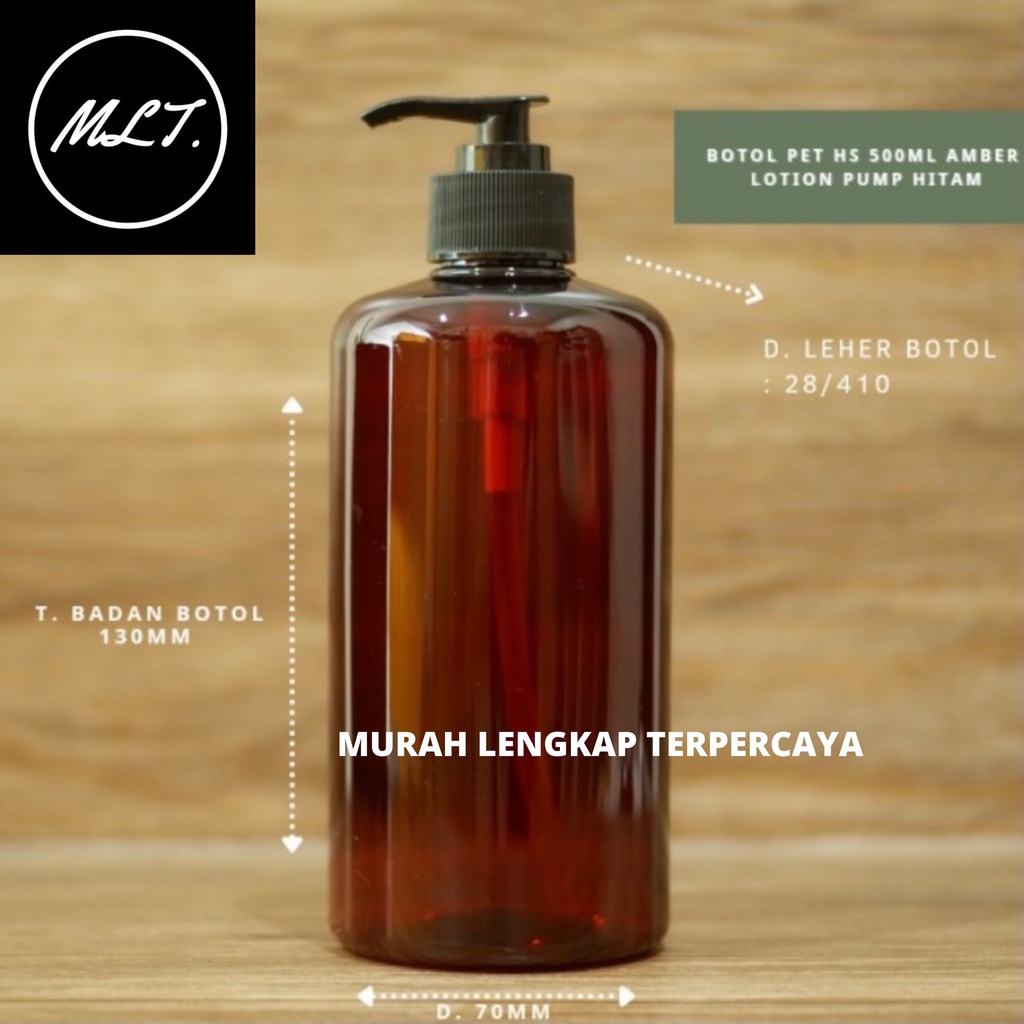 Jual BOTOL PET AMBER 500ML TUTUP PUMP HITAM ATAU BLACK | Shopee Indonesia