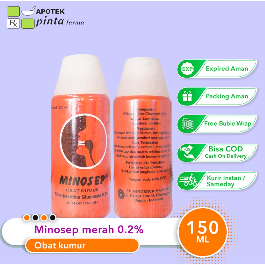 Jual MINOSEP MERAH OBAT KUMUR 0.2% 150 ML | Shopee Indonesia