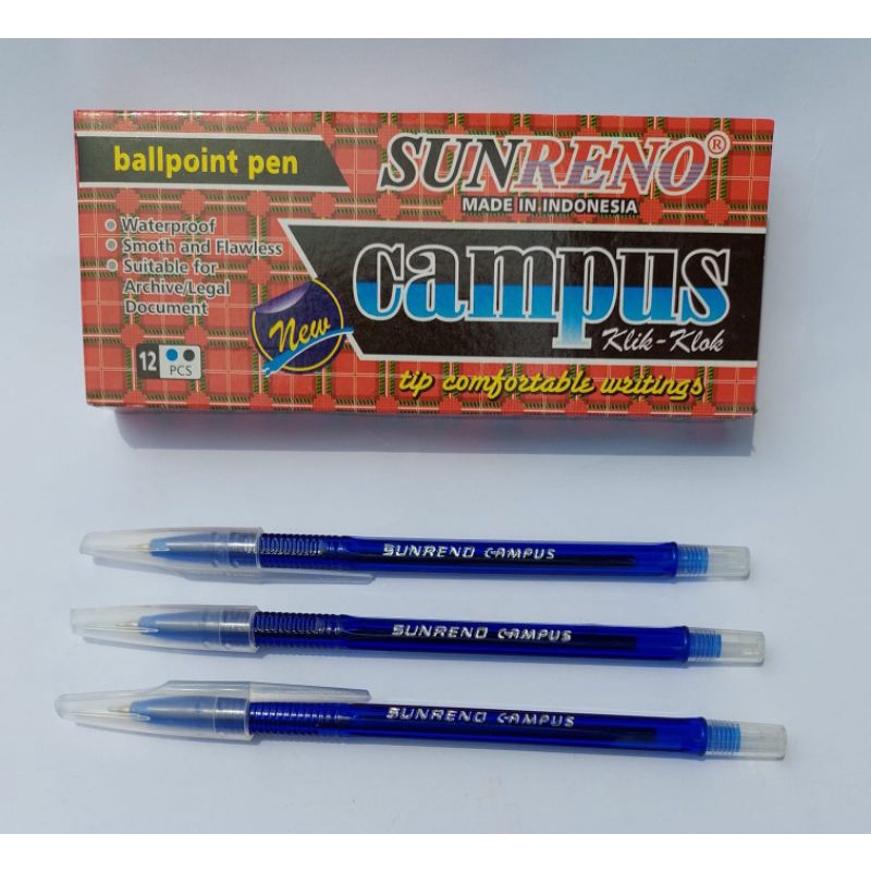 Jual Ballpoint Pen, Pulpen, Bolpen SUNRENO CAMPUS klik-klok, 1 dus ...