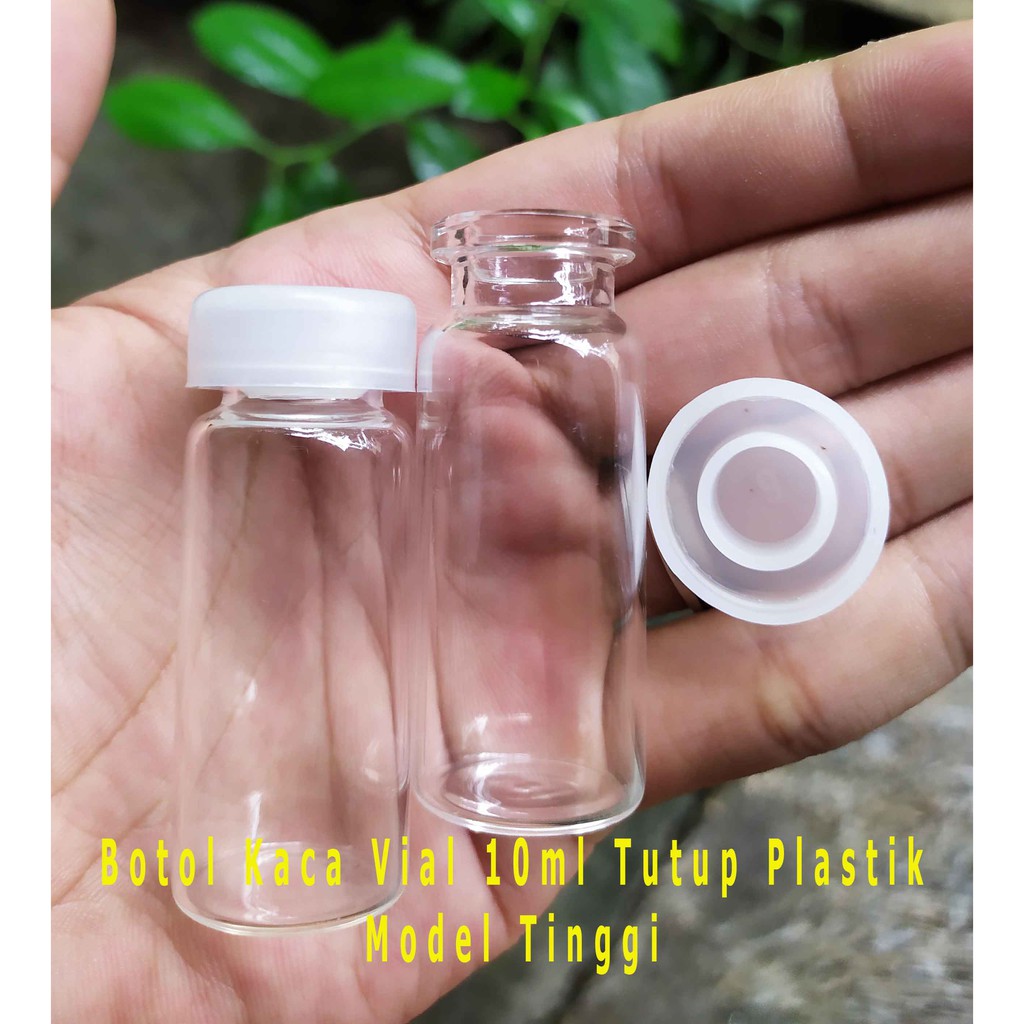 Jual Botol Kaca Vial Model Tinggi 10 ml tutup Plastik / Pinisilin Rapat ...