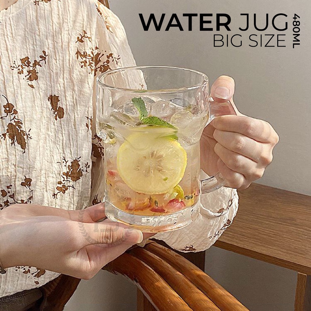 Jual Irish Glass Water Jug Gelas Kaca Pegangan Besar Jumbo 500ml Jus ...