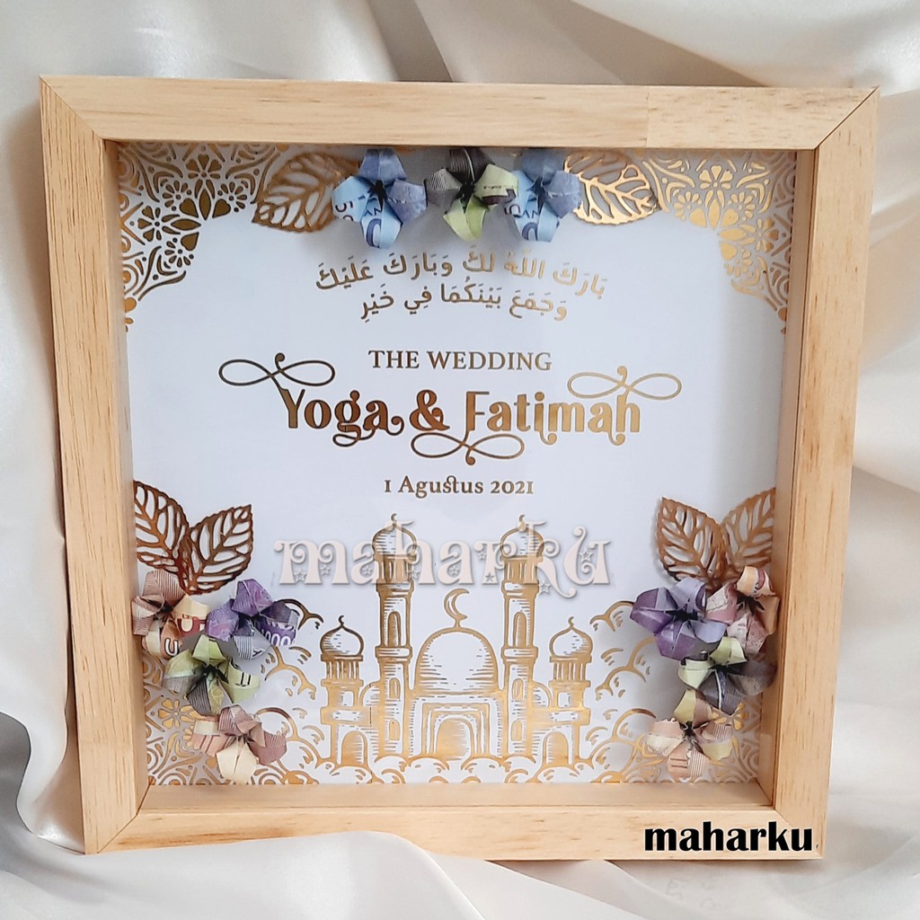 Jual FRAME MAHAR RUSTIC Masjid GOLD Mewah Spesial Untuk Pernikahan Akad ...