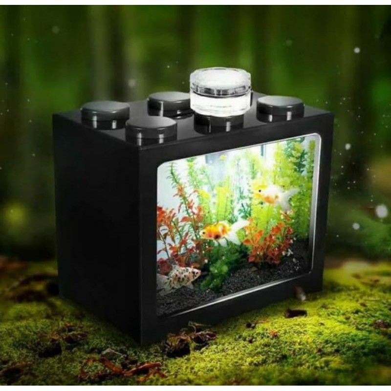 Jual Aquarium Akuarium Mini LEGO Block Soliter Ikan Cupang LED aquarium ...