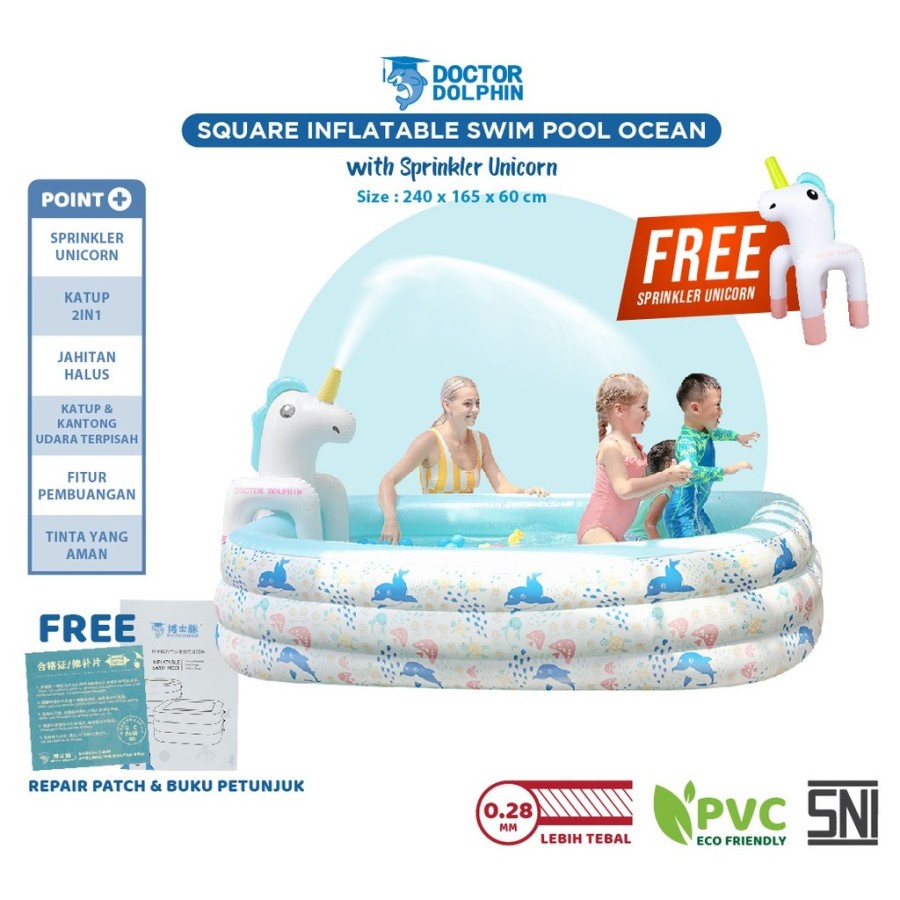 Jual Doctor Dolphin square inflatable baby pool ocean kolam renang anak ...