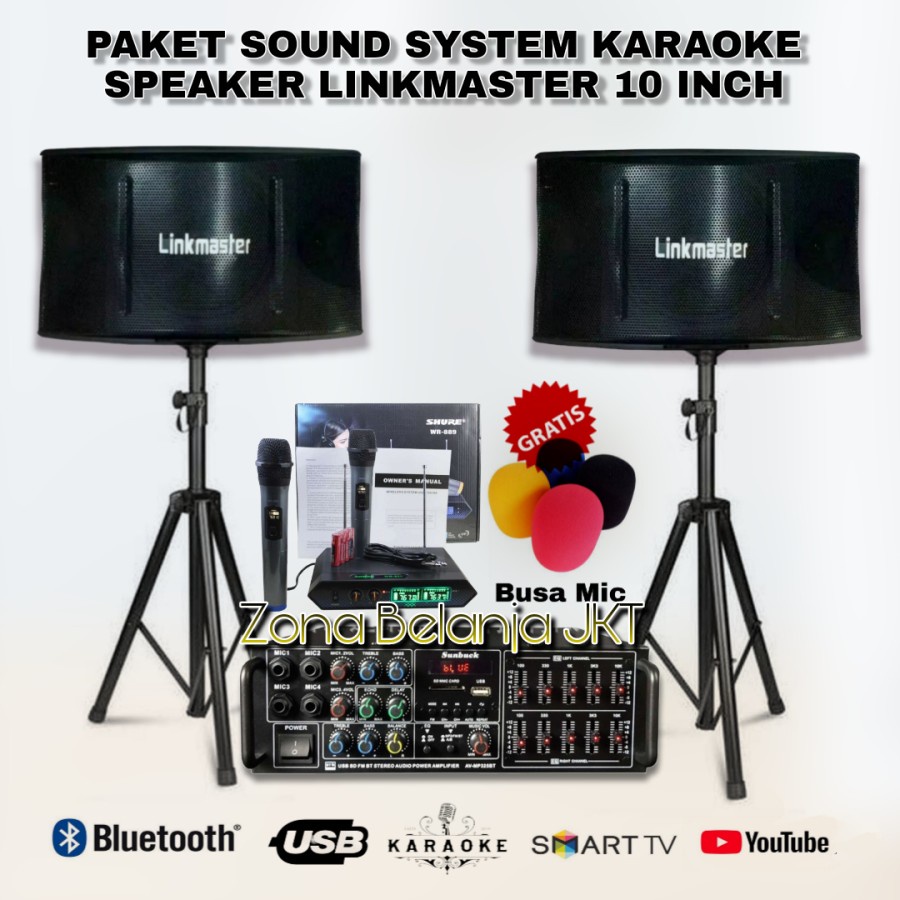 Jual PAKET KARAOKE SOUND SYSTEM LINKMASTER SPEAKER 10 INCH AMPLI USB ...