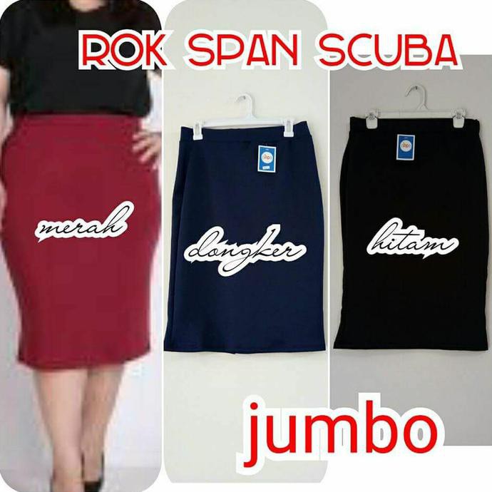 Jual Rok Sepan Jumbo Pendek Scuba- Rok Kerja Jumbo - Rok Jumbo - Hitam ...