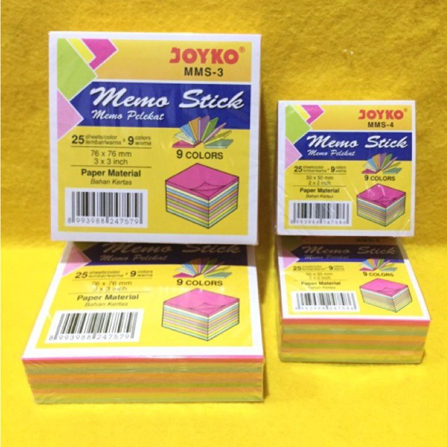 Jual Sticky notes Joyko 9 warna MMS-3 / MMS-4 | Shopee Indonesia