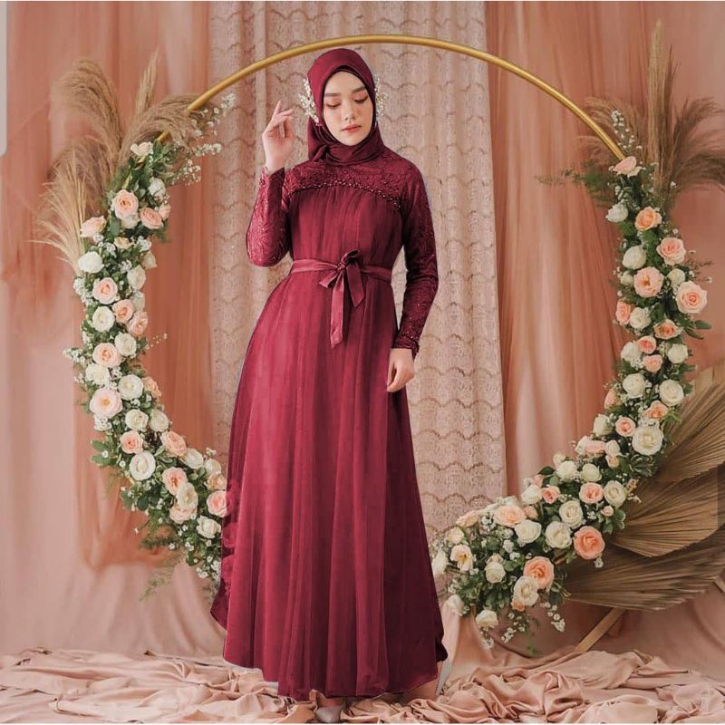 Jual Maxi mikayla/Gamis brukat/gamis modern wanita/gamis termurah/baju ...