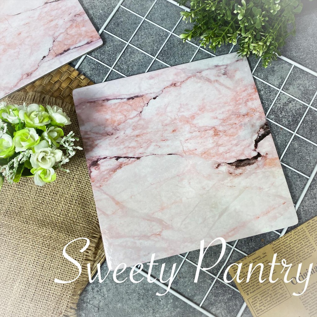 Jual AB Kotak Pink Marble - Alas Kue Kotak Motif Pink Marble - 5 pcs ...