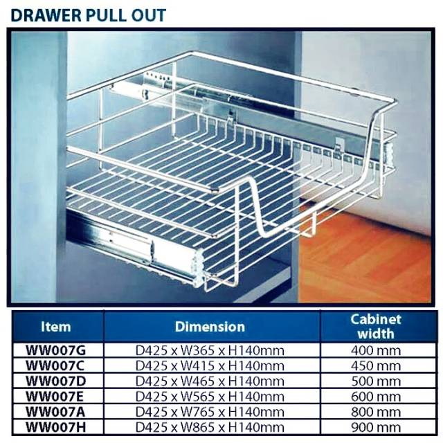 Jual Rak stainless DRAWER PULL OUT 007E 60 cm | Shopee Indonesia