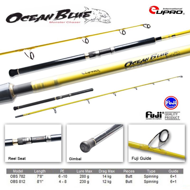 Jual Joran Eupro OCEAN BLUE Popping Rod Heavy OBS 782 812 | Shopee ...