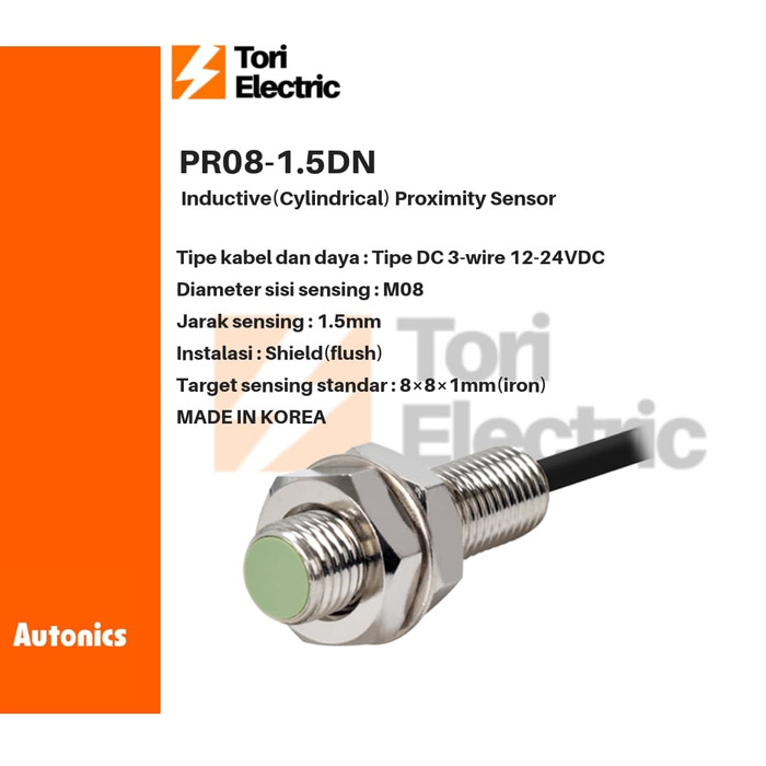 Jual AUTONICS INDUCTIVE (CYLINDRICAL) PROXIMITY SENSOR PR08-1.5DN 100% ...
