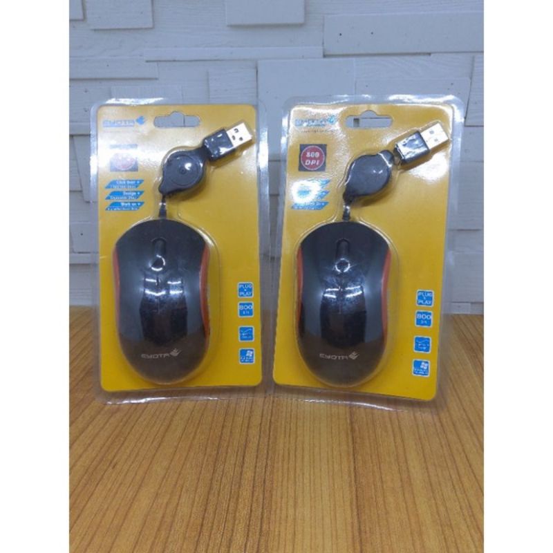Jual Mouse Tarik EYOTA Usb kabel Eyota retractable optical mouse ...