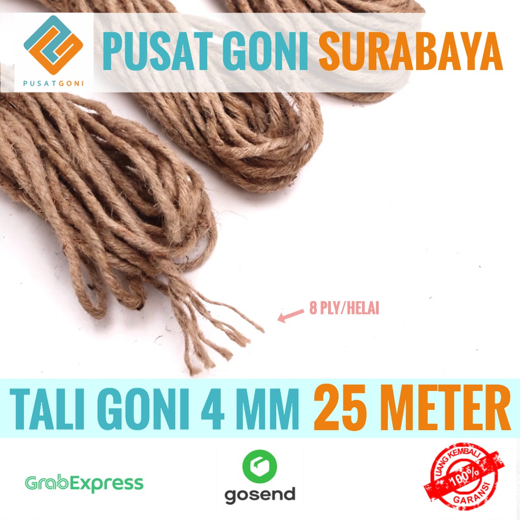 Jual Tali Goni 8 Ply 25 Meter - Tali Rami 4MM - Tali Karung Ikat Besek ...