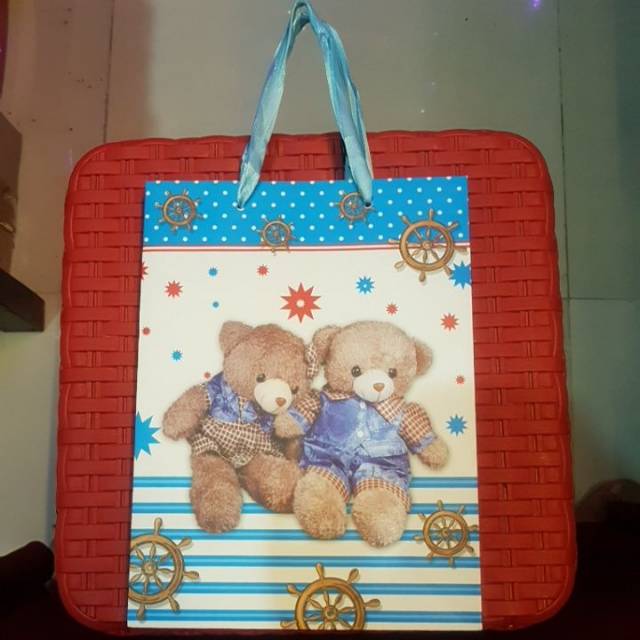 Jual paper bag beruang biru | Shopee Indonesia